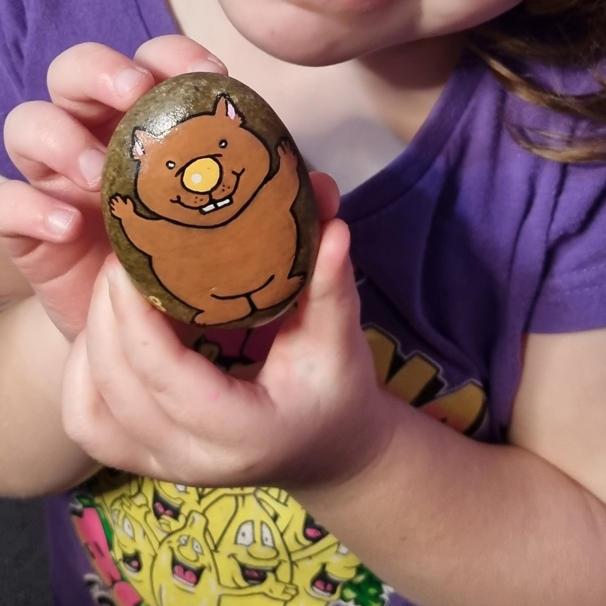 Set of 2 x Cute Mermaid & Cute Wombat Hand Painted Kindness Rocks ...