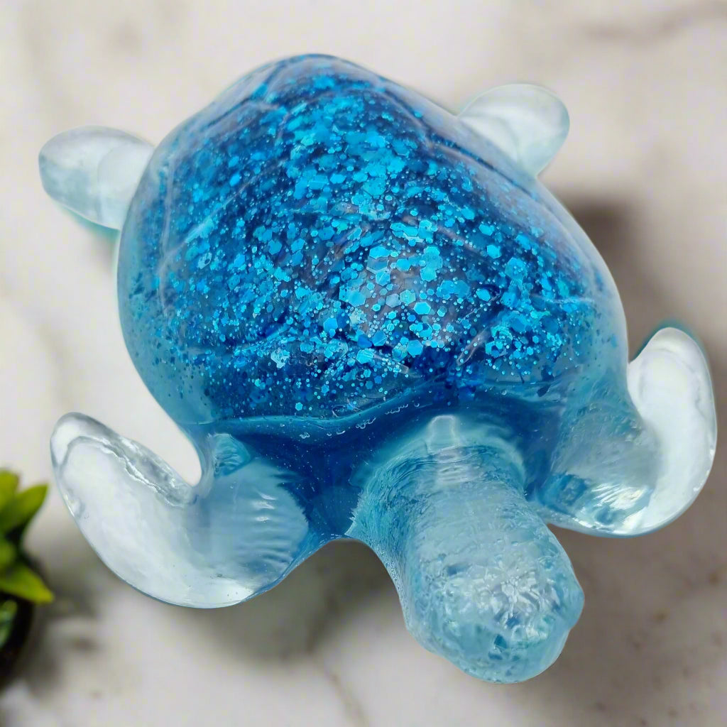 Handcrafted Teal Glitter Sea Turtle – Girl in the Garage