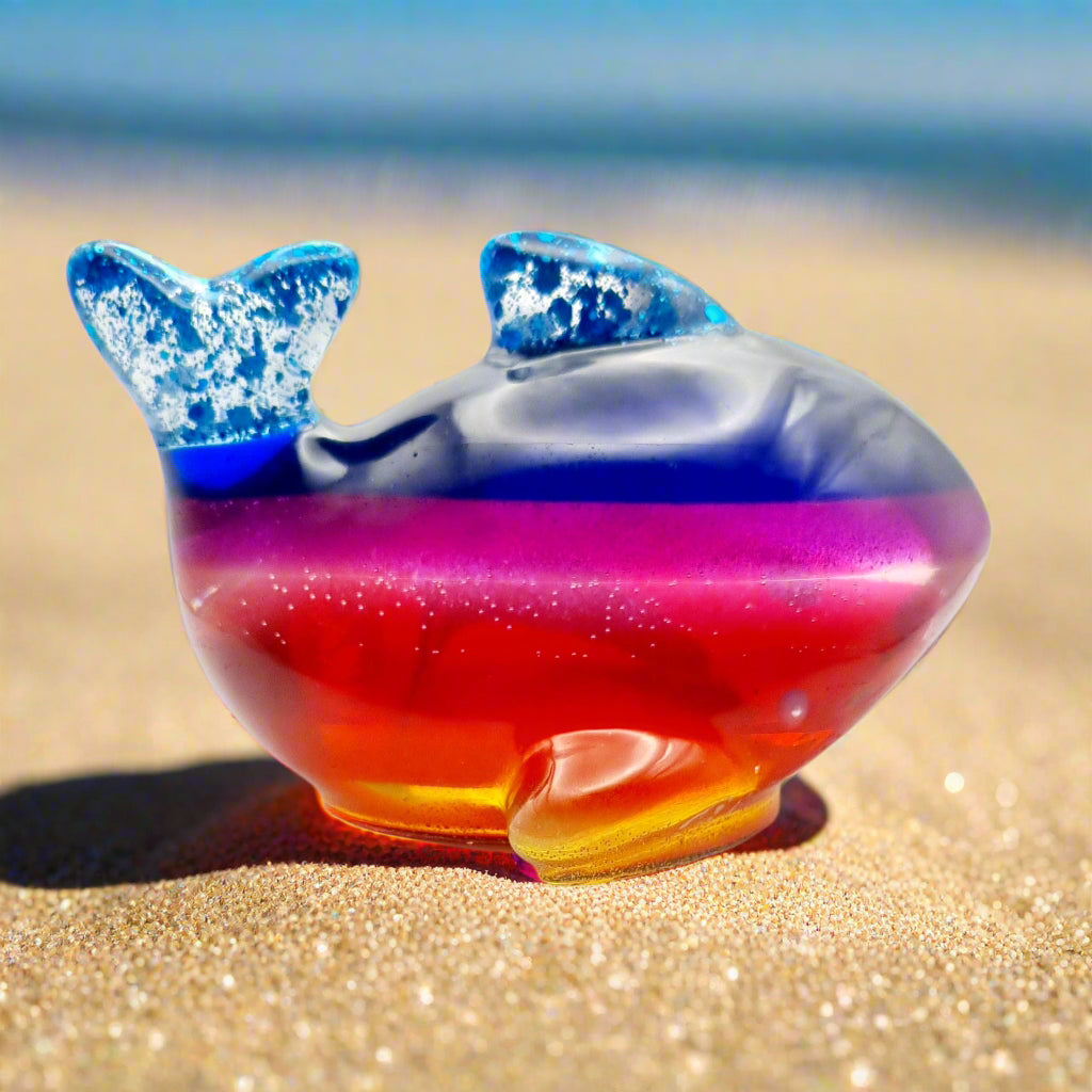 Handcrafted Resin Whale Figurines in Vivid Rainbow or Ocean Glitter ...