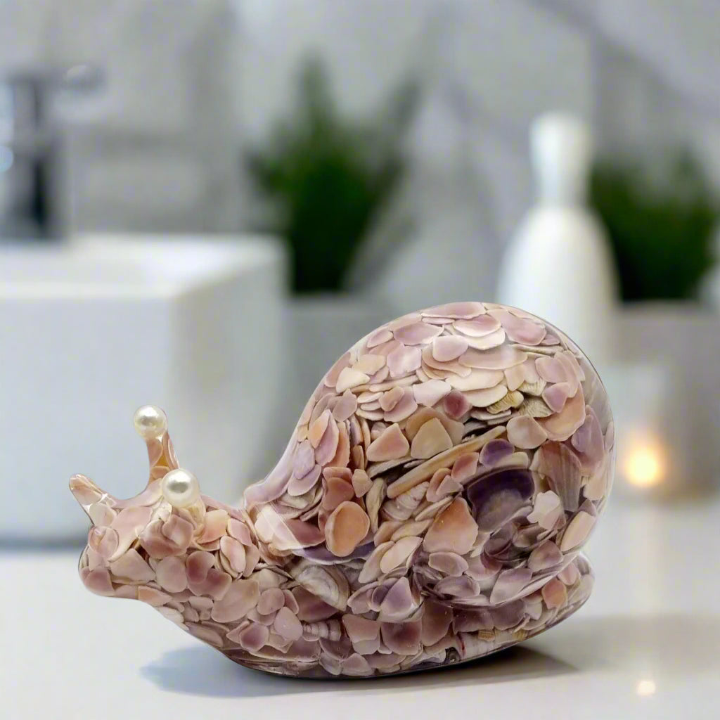 Handcrafted Resin Snail Figurine Featuring Pink Seashells – Girl in the ...